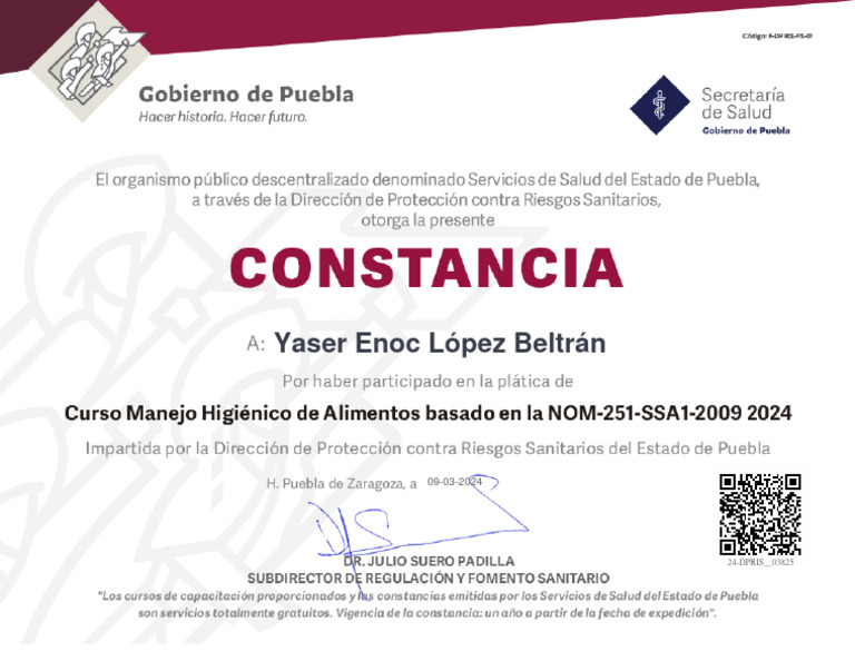 Yaser Enoc López Beltrán: 24-DPRIS - 03825 | PDF