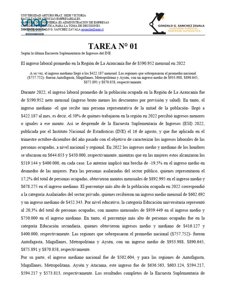 01 Tarea N°01 | PDF | Economias