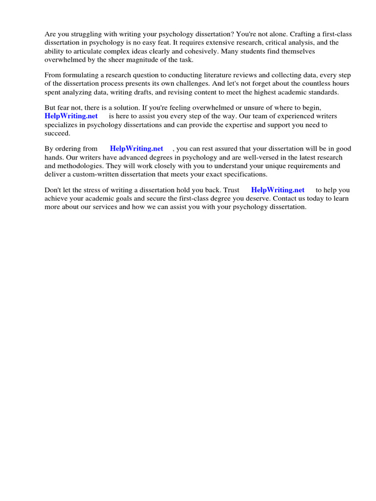 How To Get A First Class Psychology Dissertation | PDF | Psychology ...
