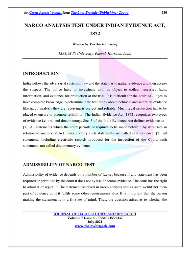 4e Admisibility of Narco Test | PDF | Confession (Law) | Evidence
