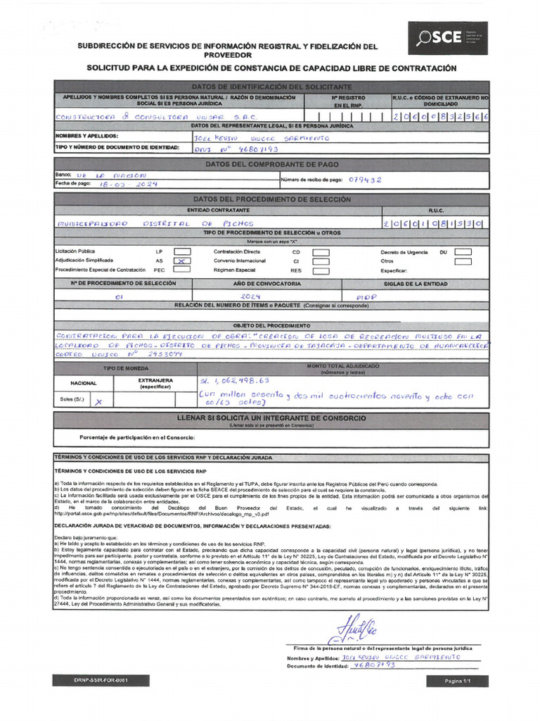SOLICITUD UNSAR LIBRE CAP. | PDF