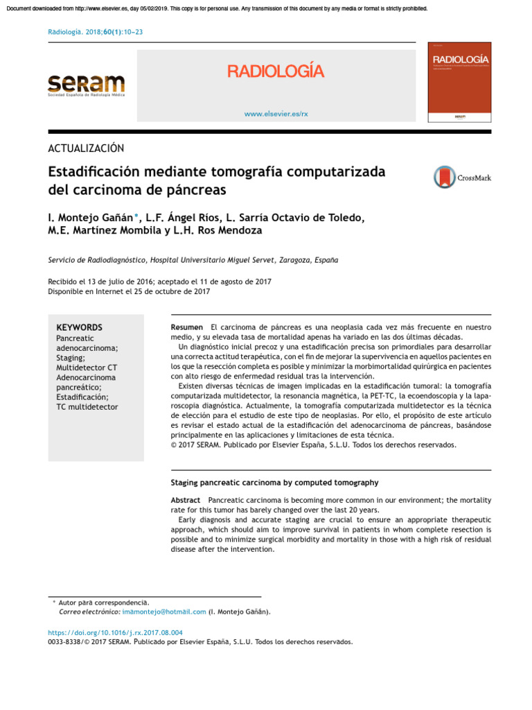 Estadificacion - Ca Pancreas | Descargar gratis PDF | Medicina | Anatomía