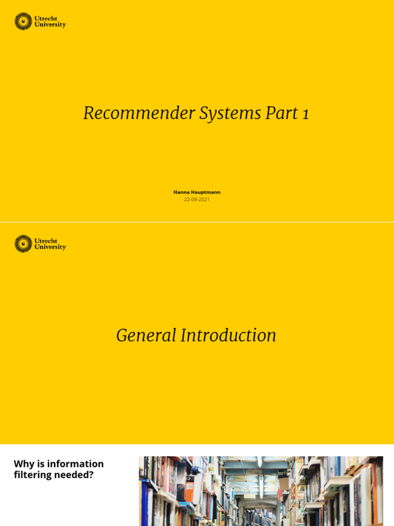 Slides Lecture 2 RecSys | PDF | Cluster Analysis | Information Science Slides Lecture 2 RecSys | PDF | Cluster Analysis | Information Science