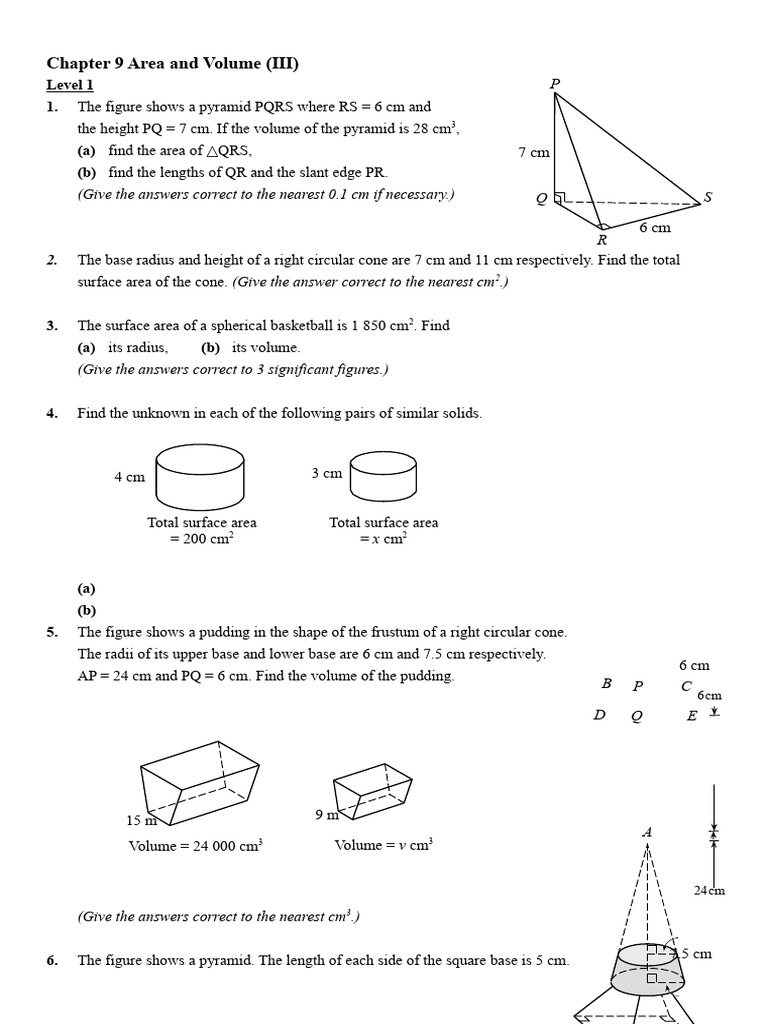 Chapter 9 Area and Volume | PDF | Sphere | Area