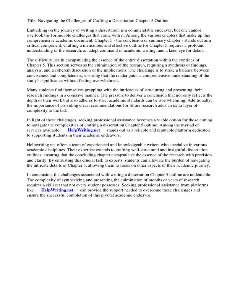 Dissertation Chapter 5 Outline | PDF | Thesis | Essays