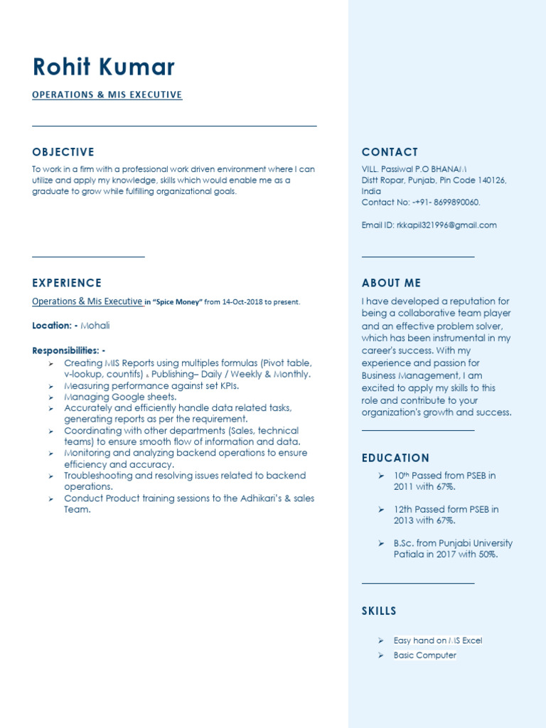 Rohit Kumar CV | PDF | Computing