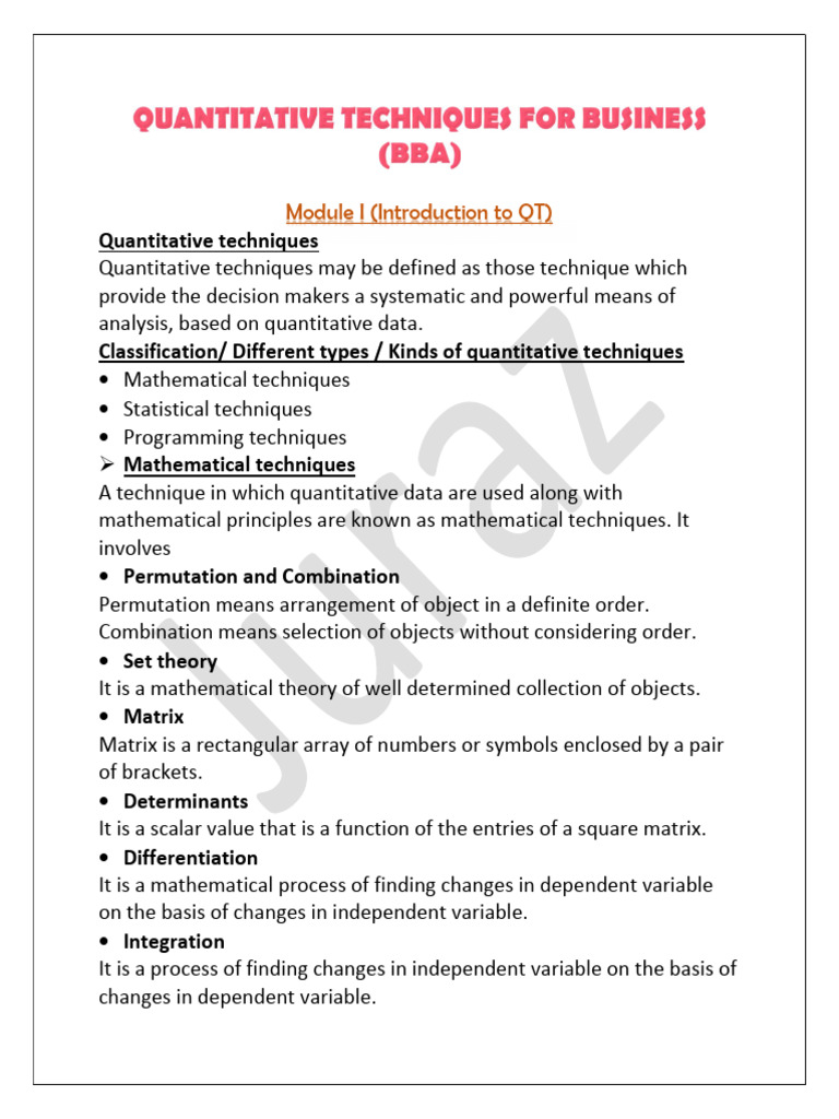 QT - Bba - Module I - Juraz | PDF | Mathematical Optimization | Statistics