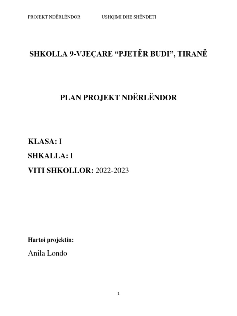 Projekti, Klasa I, Portali Shkollor | PDF