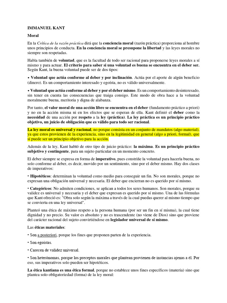 Ética Kantiana: Deber y Razón | PDF | Immanuel Kant | Moralidad
