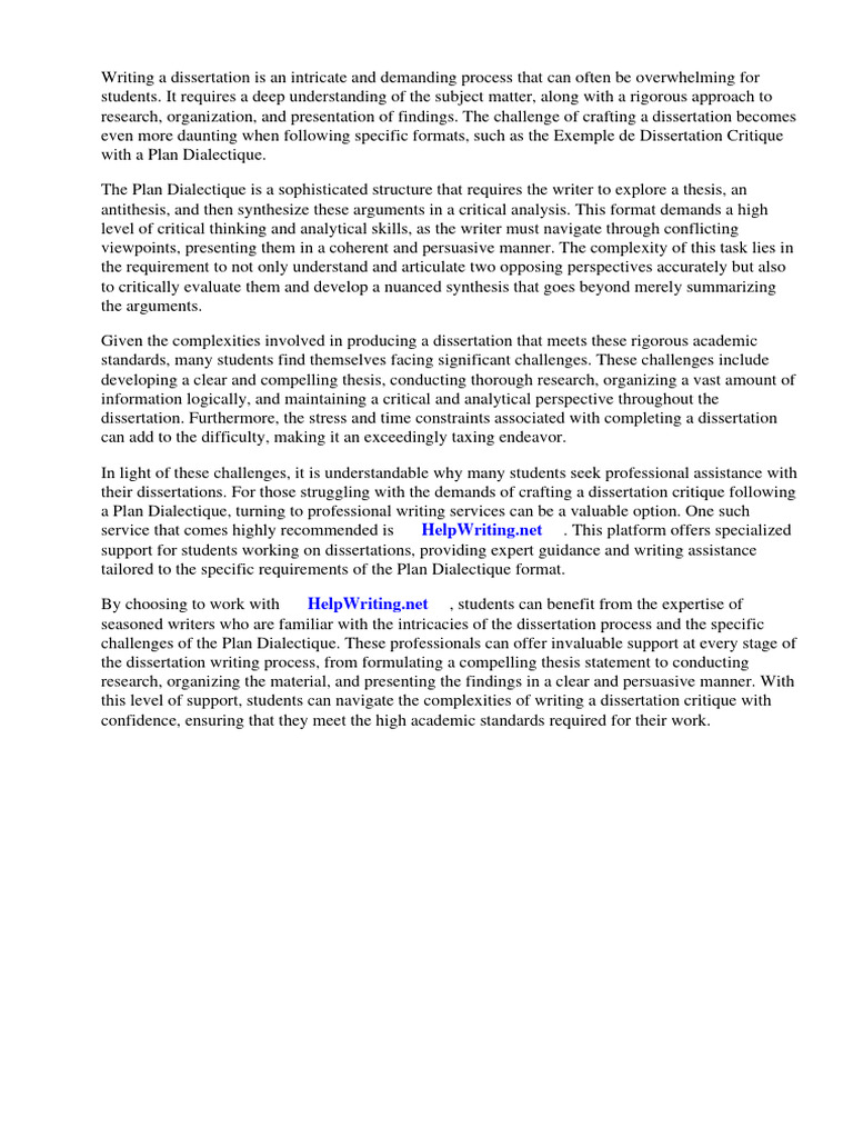 Exemple de Dissertation Critique ( Plan Dialectique) | PDF | Dialectic ...