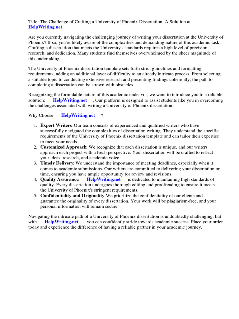 University of Phoenix Dissertation Template | Download Free PDF ...