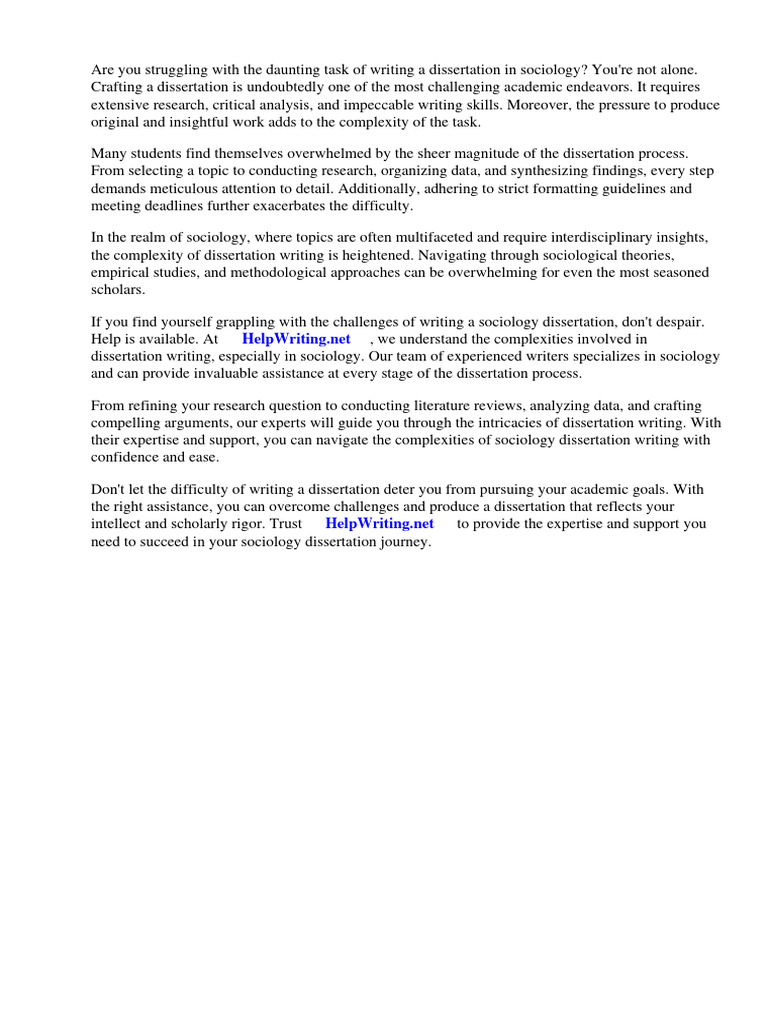Sociology Dissertation Examples | PDF | Sociology | Thesis