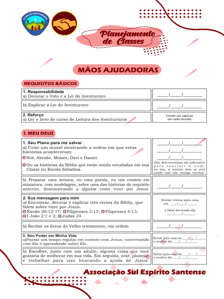 Planejamento Classes Maos Ajudadoras | PDF | Jesus | Bíblia
