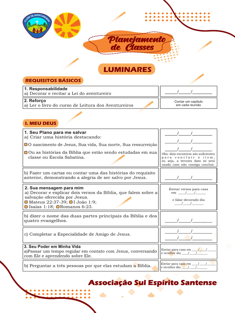 Planejamento Classes Luminares | PDF | Jesus