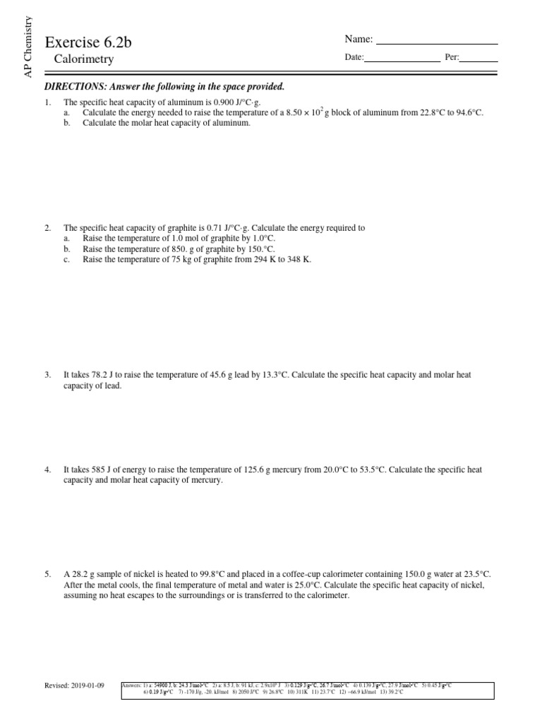 Exercise 6.2b - Calorimetry | PDF | Heat | Metrology