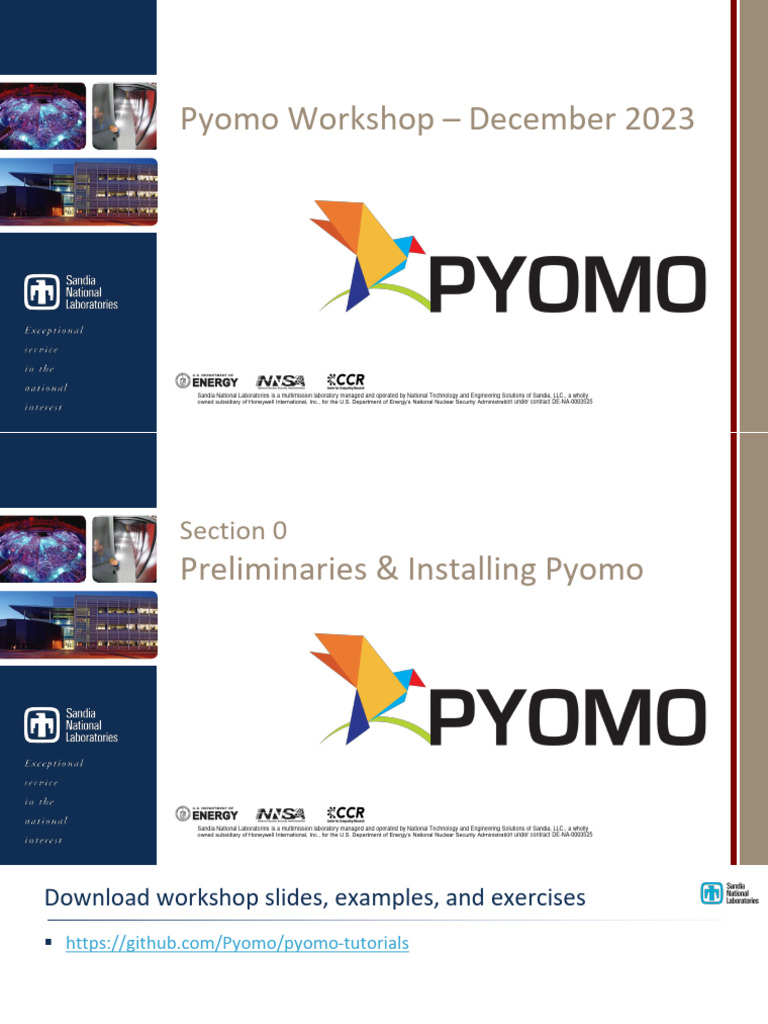 Pyomo Workshop December 2023 | PDF | Python (Programming Language) | Mathematical Optimization