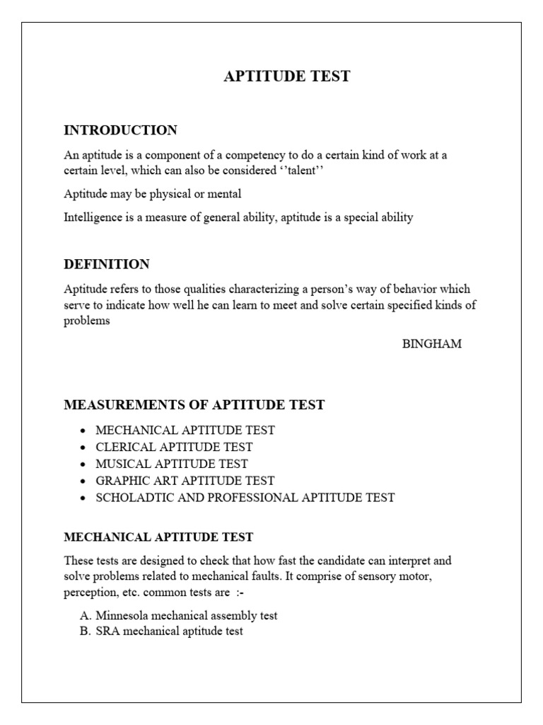 Aptitude Test Pdf Perception Neuroscience
