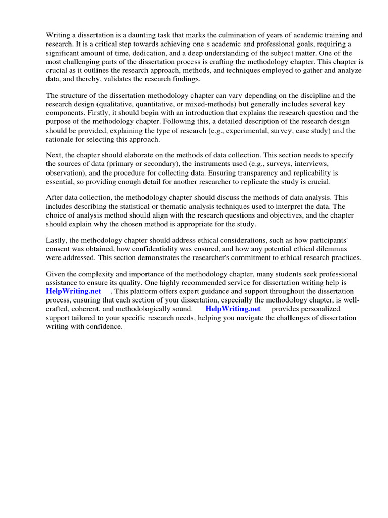 Dissertation Methodology Chapter Structure | PDF | Methodology | Thesis