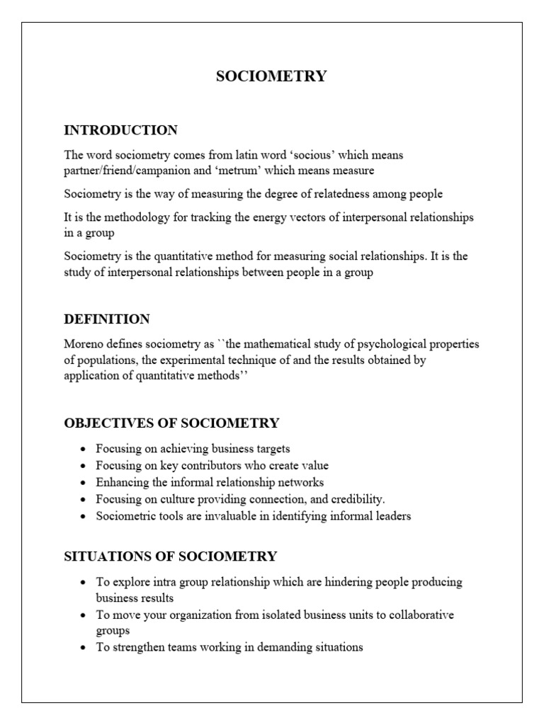 SOCIOMETRY | PDF | Psychology | Social Psychology