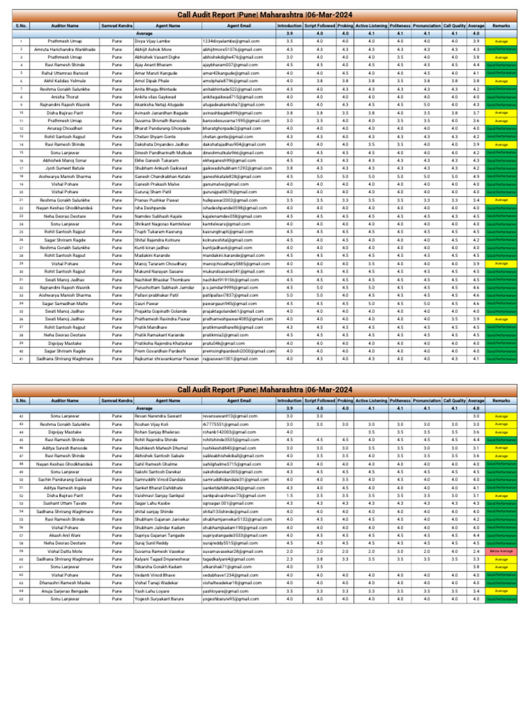 Pune Call Audit Report 2024 | PDF