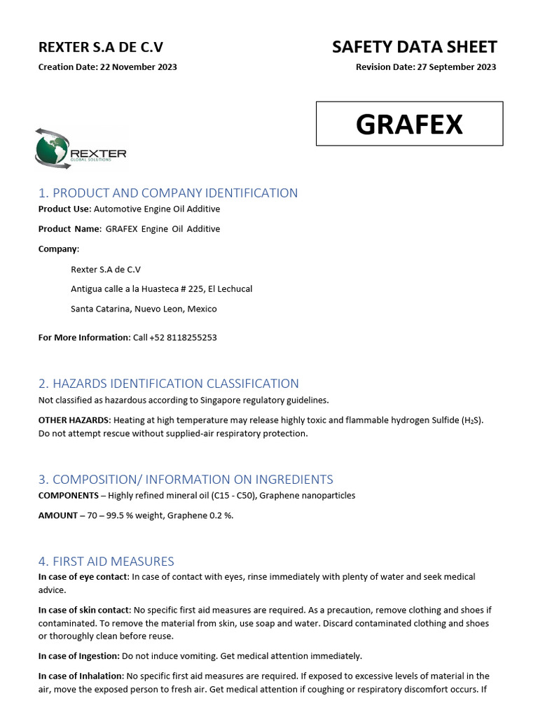 SDS-Graferex - Lubricant-Additive | PDF | Personal Protective Equipment ...
