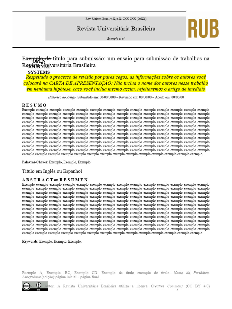 Diretrizes para Submissão de Artigos | PDF | Citação | Abstract (resumo)