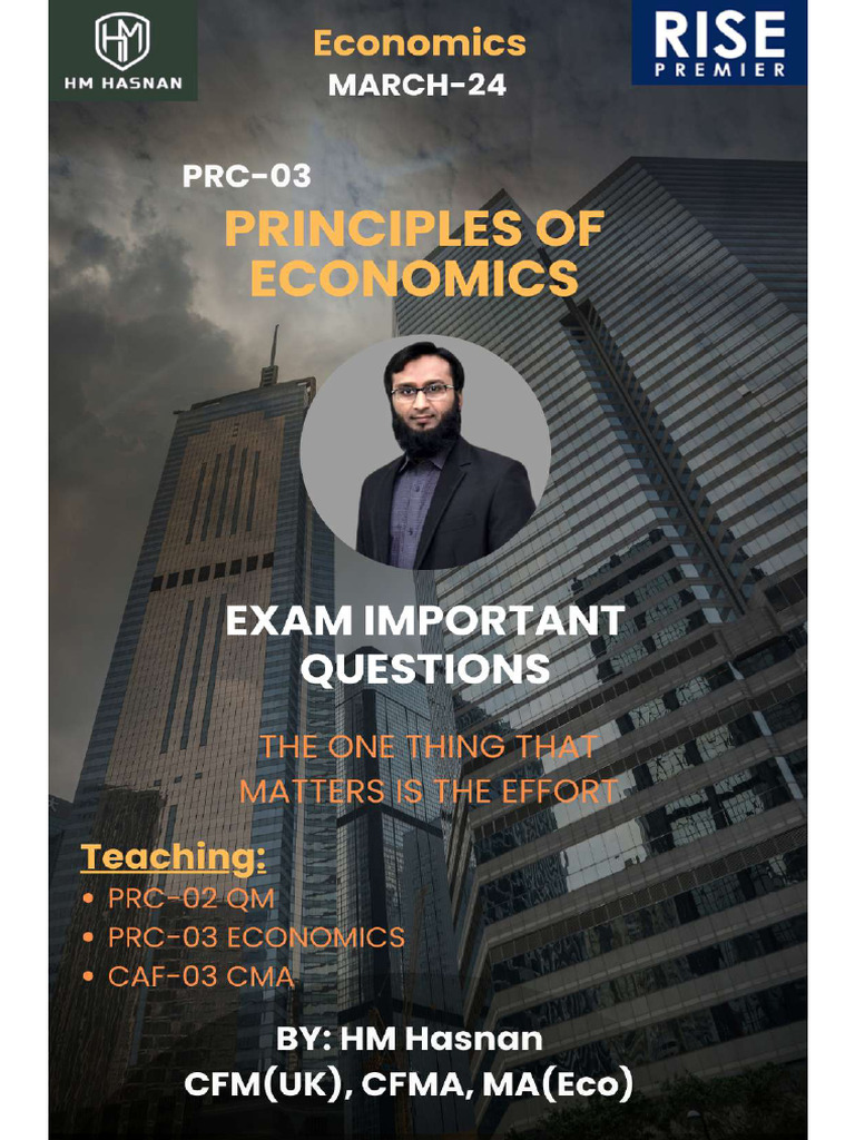 Economics Exam IMP Question March-24 by HM Hasnan | PDF