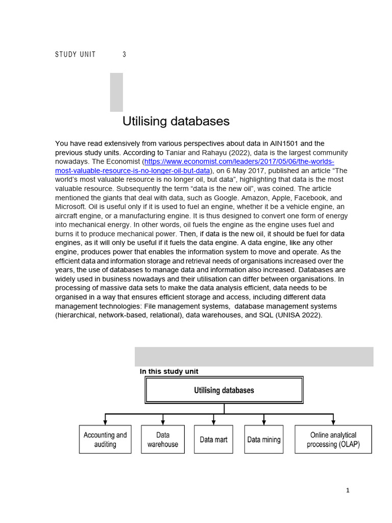 Learning Unit 3 | PDF | Data Warehouse | Databases