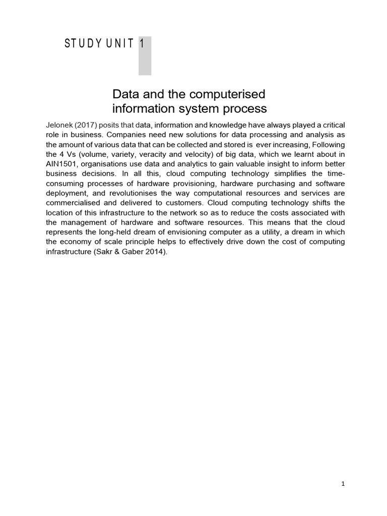 Learning Unit 1 | PDF | Cloud Computing | Big Data