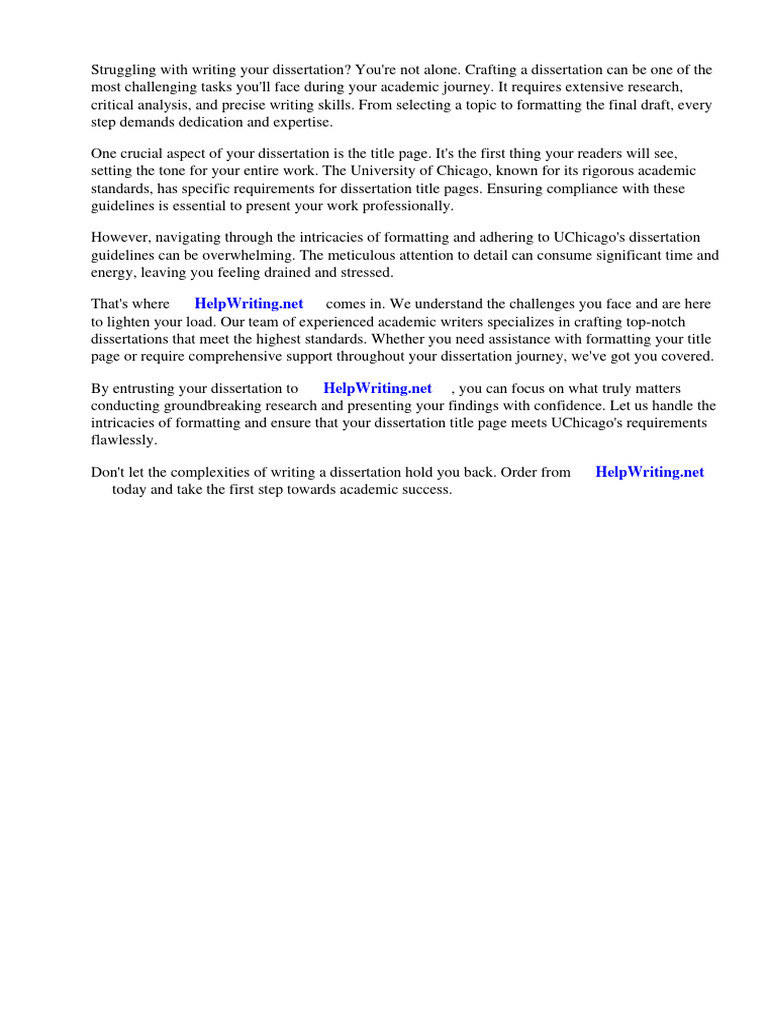Uchicago Dissertation Title Page | Download Free PDF | Thesis | Social ...