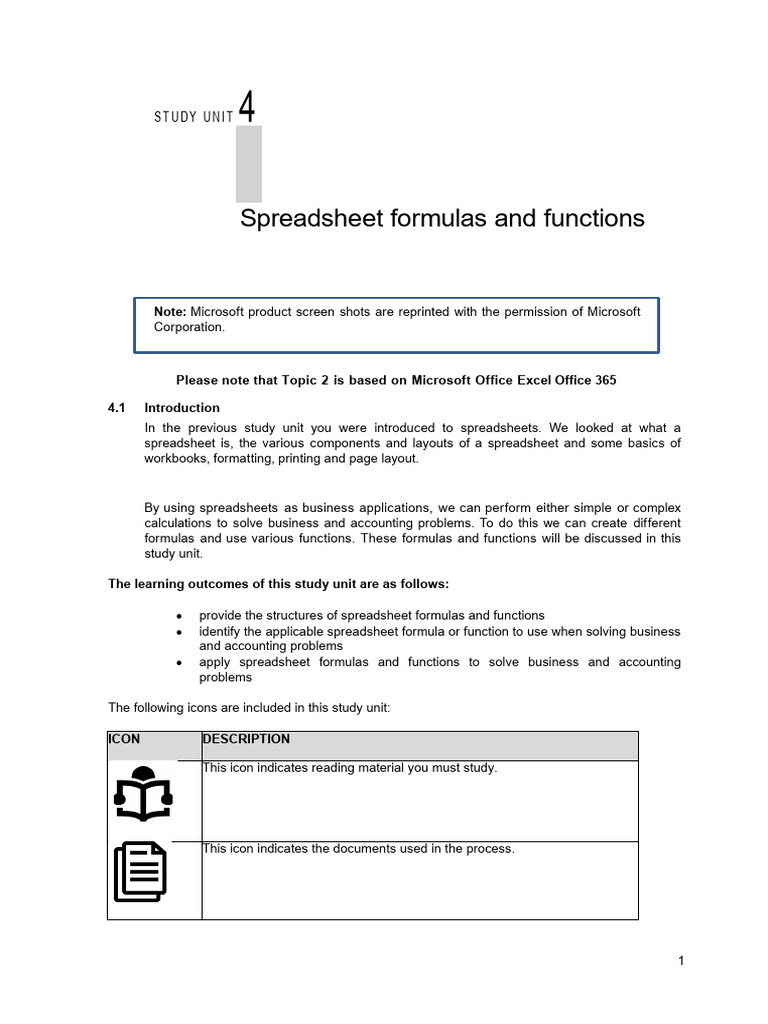 Learning Unit 4 | PDF | Microsoft Excel | Spreadsheet