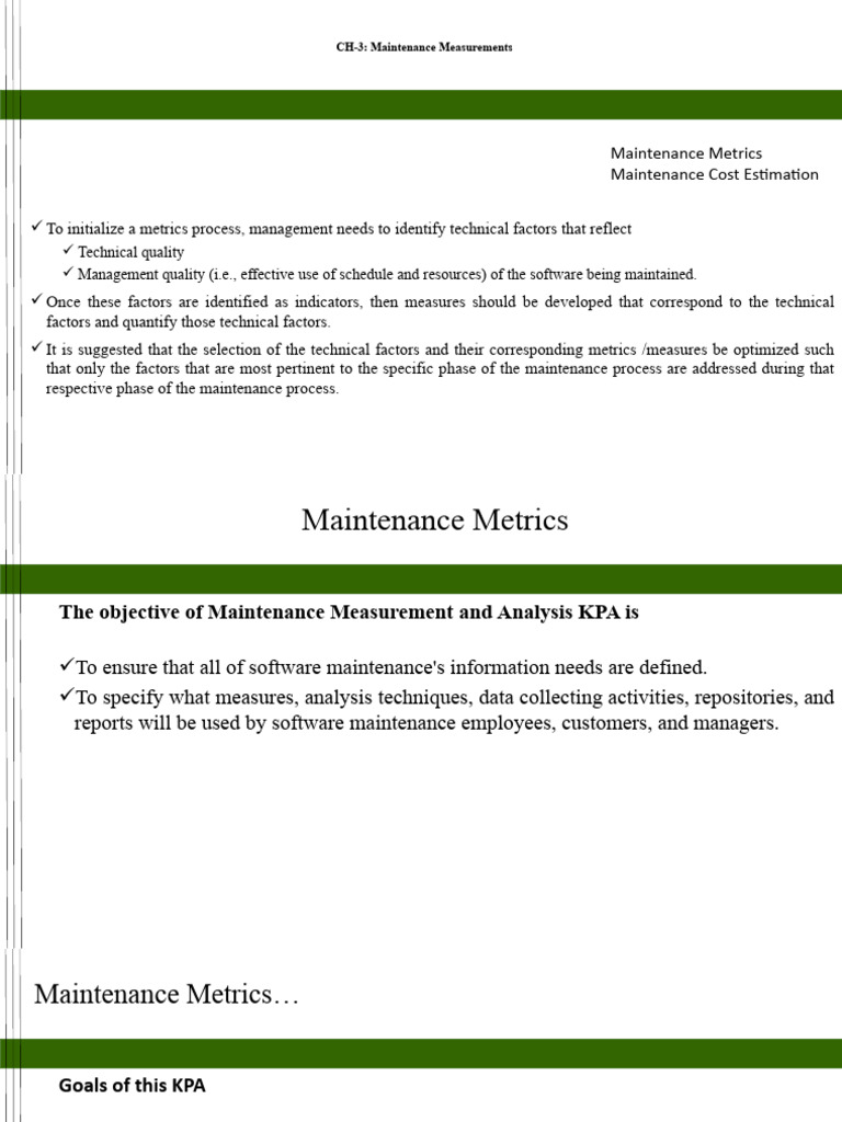 Software Maintenance Metrics Overview | PDF | Performance Indicator ...