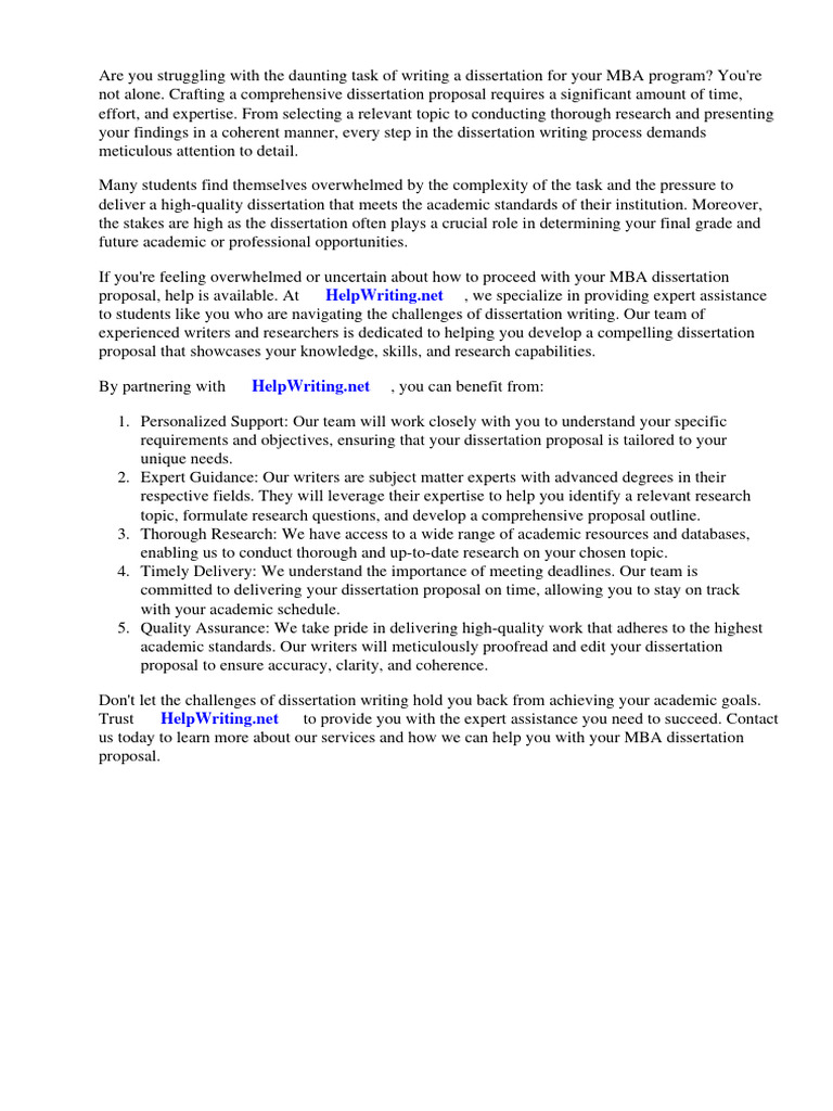 Sample Dissertation Proposal For Mba PDF | PDF | Thesis | Social Networking Service