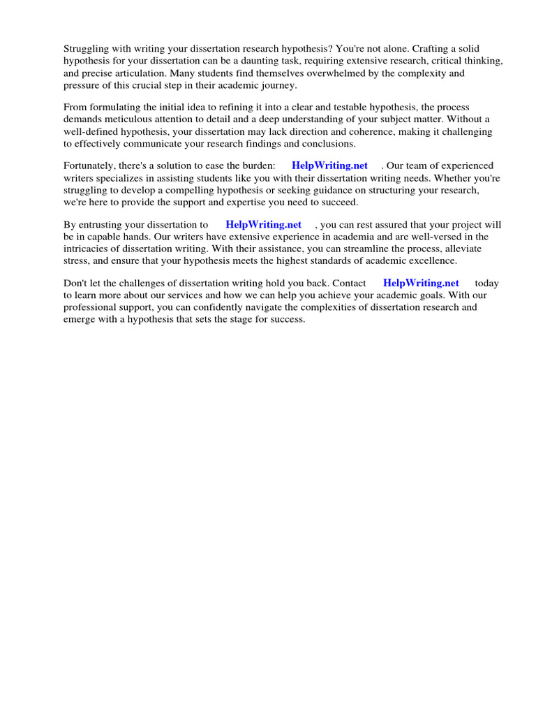 Dissertation Research Hypothesis Examples | PDF | Hypothesis | Scientific Method