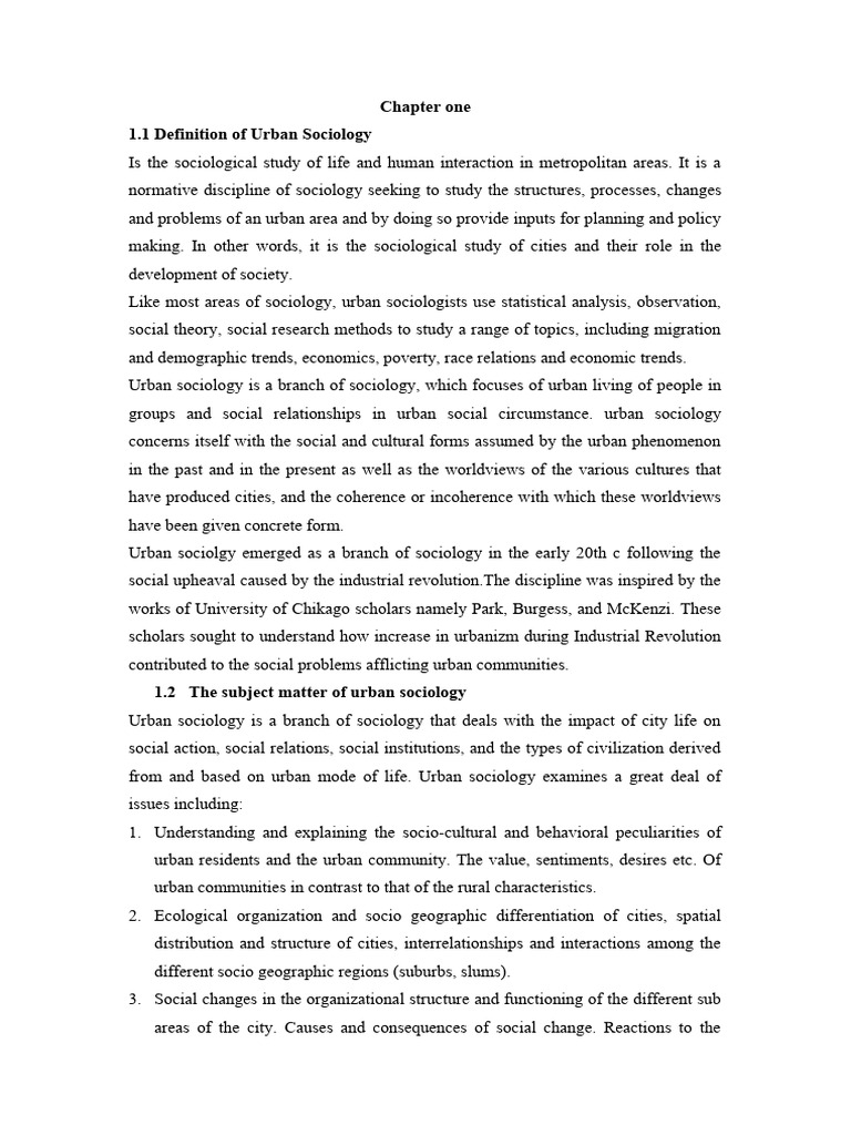 Urban Sociology Chapter1&2 | PDF | Sociology | Urbanization
