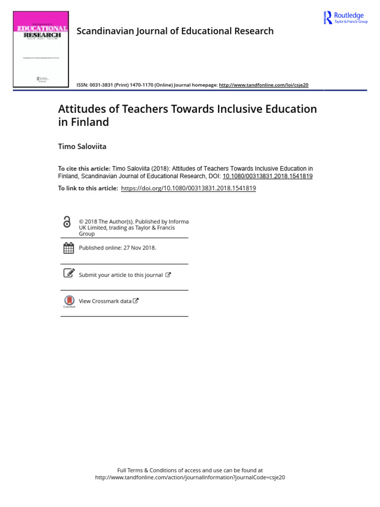Attitudes_of_Teachers_Towards_Inclusive_Education_ | PDF | Survey Methodology | Special Education
