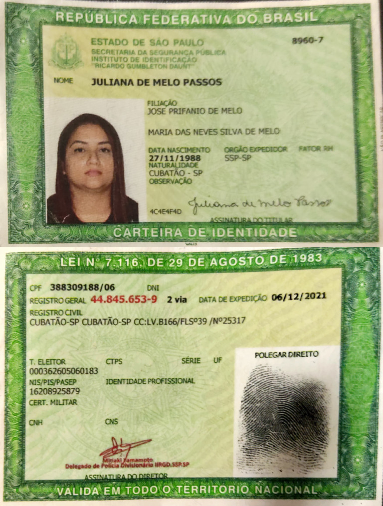 RG Juliana - Frente e Verso | PDF