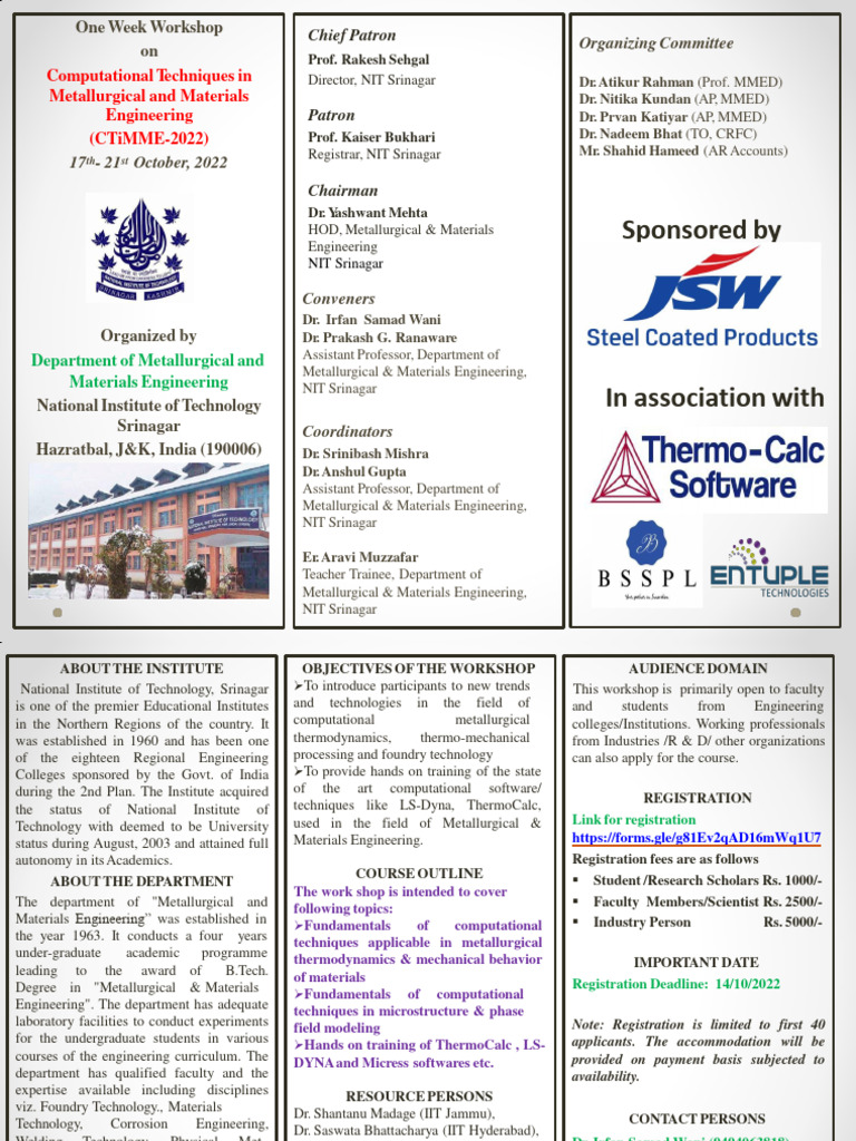 Revised Flyer Computational Techniques in Metallurgical and Materials Engineering (CTMME-2022 ...