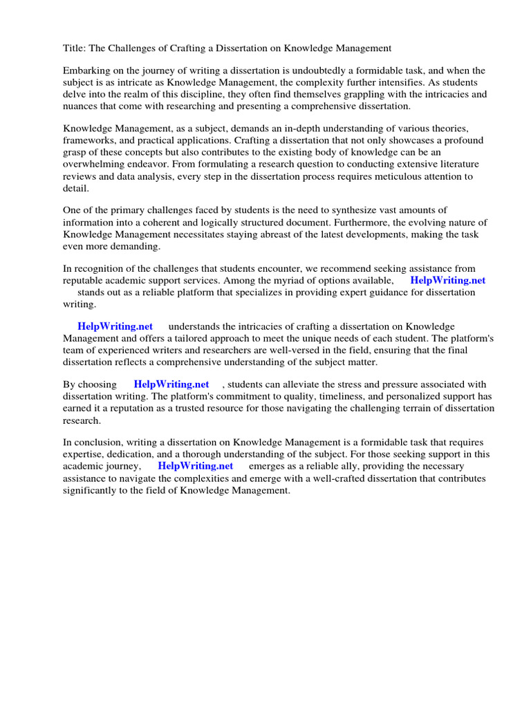 Dissertation Topics On Knowledge Management | PDF | Knowledge Management | Knowledge