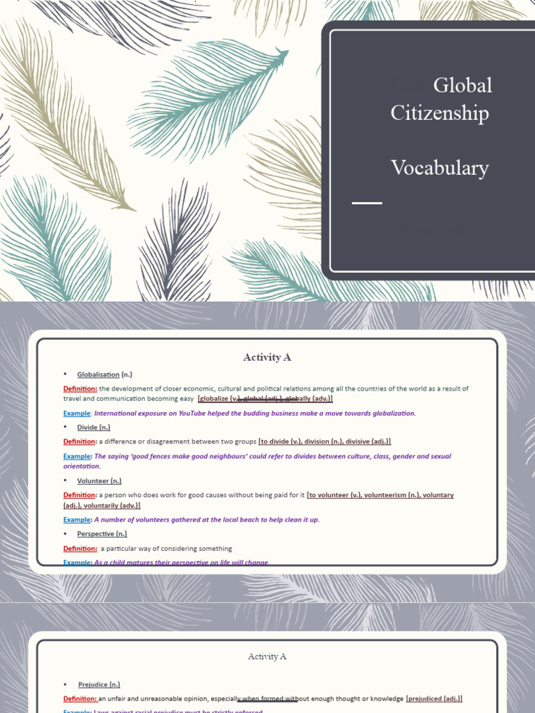Global Citizenship Vocabulary | PDF | Empathy | Discrimination
