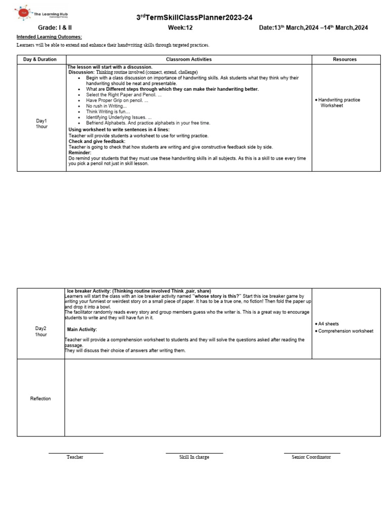 Grade 1 & 2 Week 12 Skillclass | PDF | Learning | Teachers