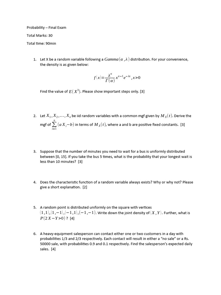 Prob Endterm 21 | PDF | Random Variable | Probability