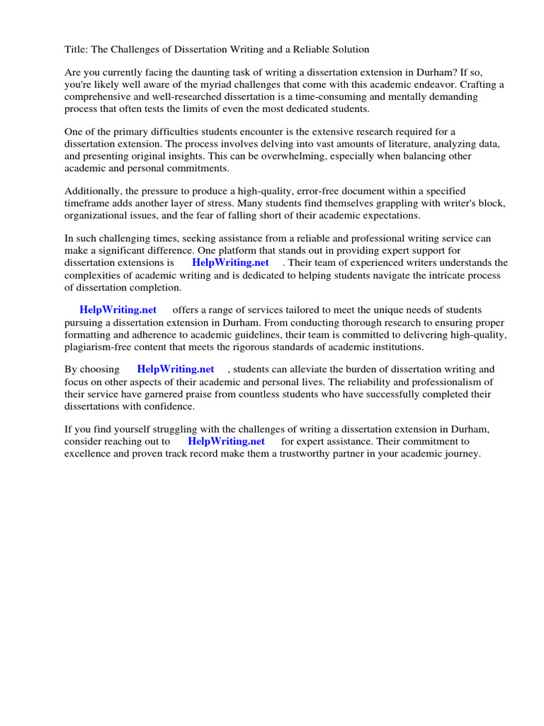 Dissertation Extension Durham | PDF | Thesis | Self Efficacy