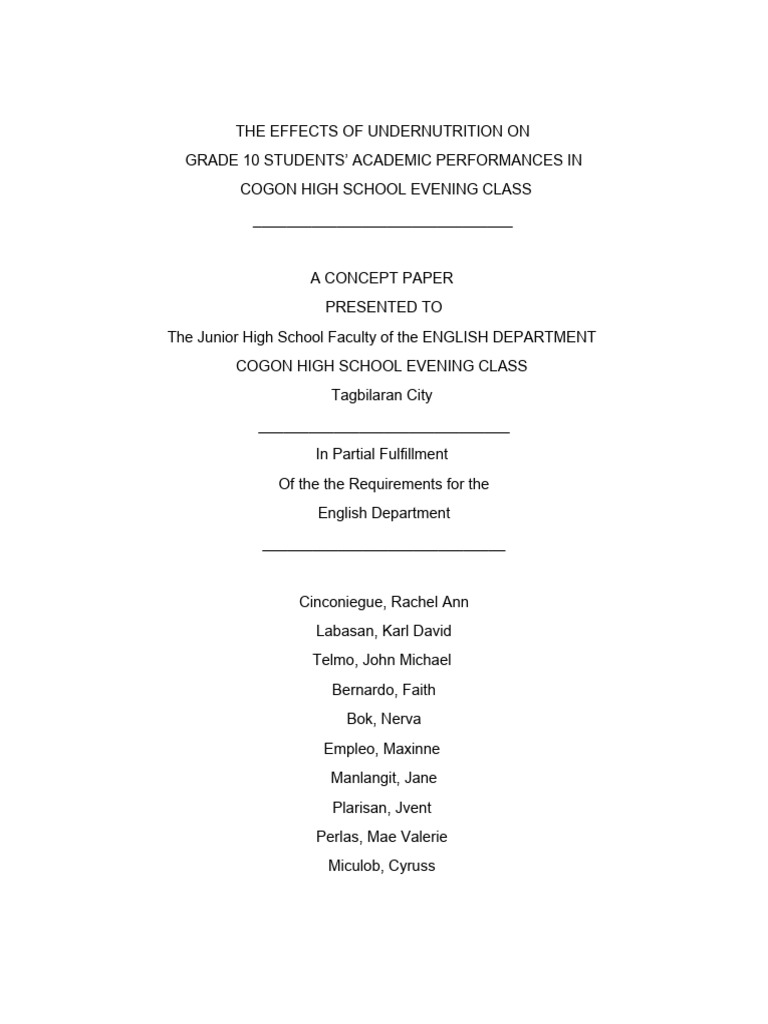 Undernutrition's Impact on Student Performance | PDF | Malnutrition ...