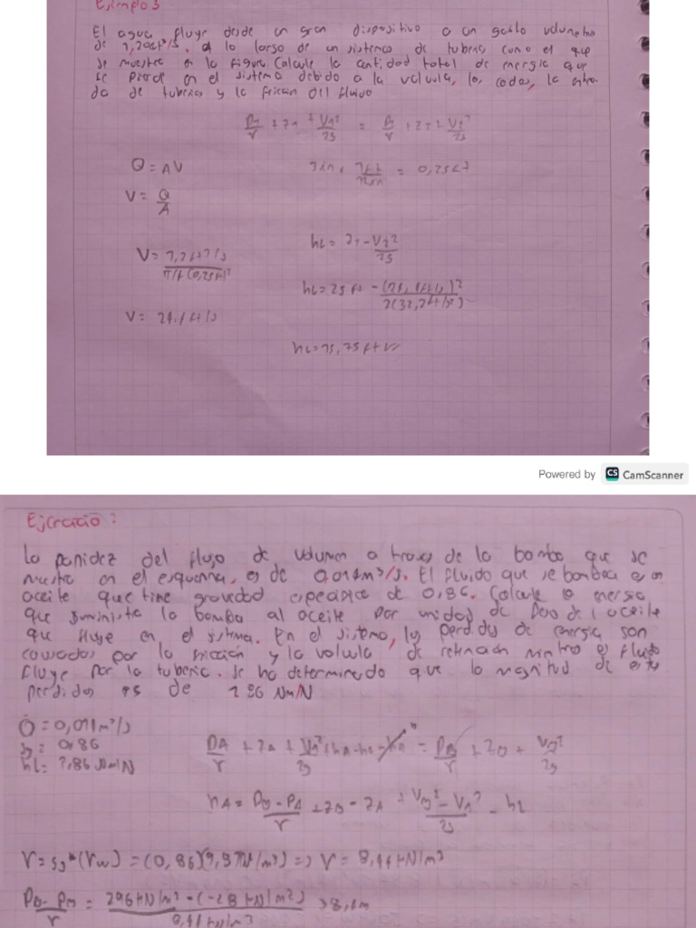 Molina Duvan Ecuación de La Energía, Ejercicios en Clase 3 | PDF