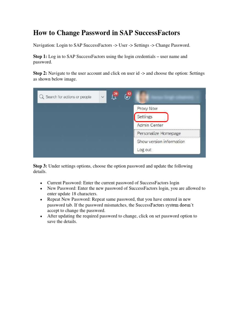 Change Password in SAP SuccessFactors | PDF | Business