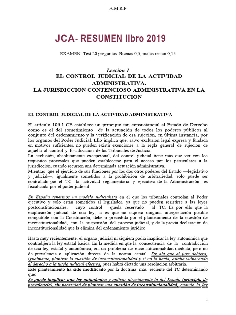 Resumen Libro Contencioso 2019 Uned Ciencias Jurídicas de Las Admon Publicas | PDF ...