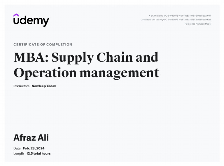 MBA Supply Chain and Operation Management | PDF