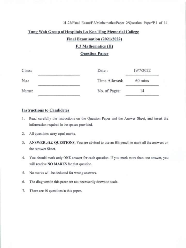 2023-08-31 Mathspaper2 - F Exam | PDF