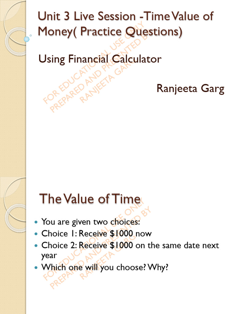Unit 3 TVM Live Session | PDF | Time Value Of Money | Bonds (Finance)
